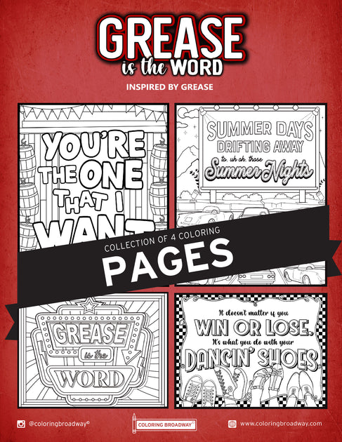 Grease "Grease is the Word" Collection - PAGES | Coloring Broadway